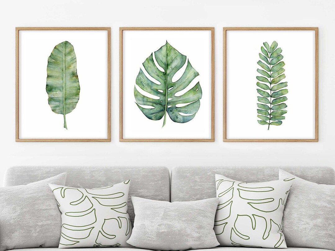 Large Botanical Print Set of 3 Digital Prints Download of Fern, Banana ...