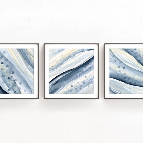 Square Print Set Living Room Wall Art Set of 3 Prints - Etsy