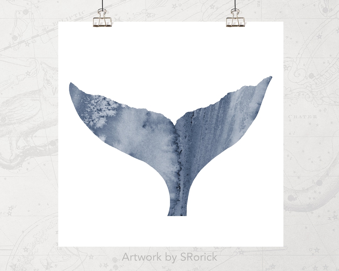 Printable Whale Tail Print, Nautical Digital Download, Ocean Theme Navy ...