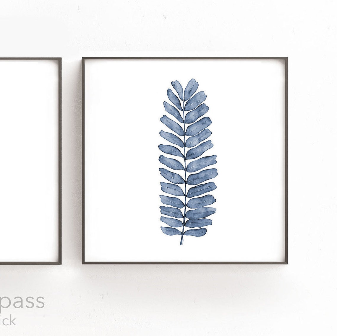 Square Botanical Print Set of 3 Leaf Watercolor Paintings, Printable ...