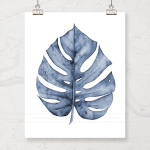Downloadable Art Set of 2 Prints, Blue Monstera Leaf Print and Fern ...