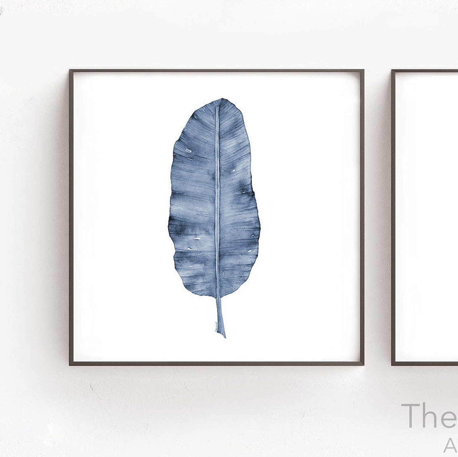 Square Botanical Print Set of 3 Leaf Watercolor Paintings, Printable ...