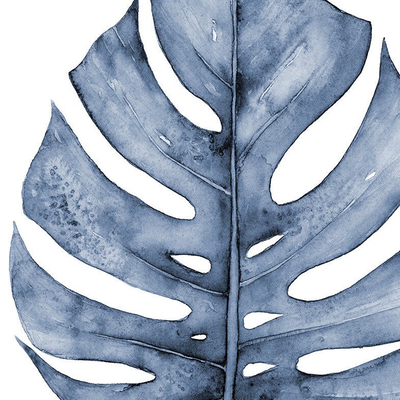 Downloadable Art Set of 2 Prints Blue Monstera Leaf Print and | Etsy