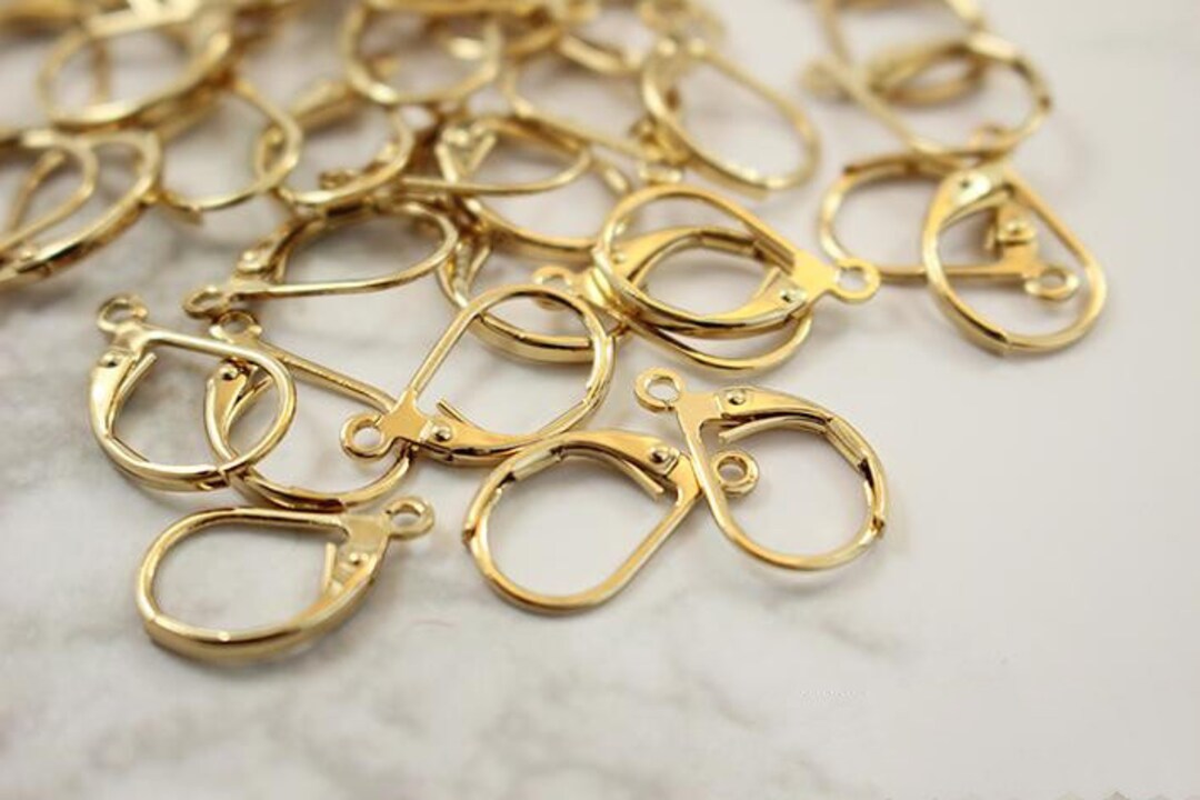 18K Gold Plated Brass Drop Ear Studs Hollow Out Earhook Jewelry Earring ...