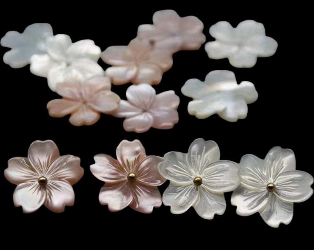 2pcs/4pcs/10pcs 16mm Natural MOP Shell Carved Flower Five-petaled ...