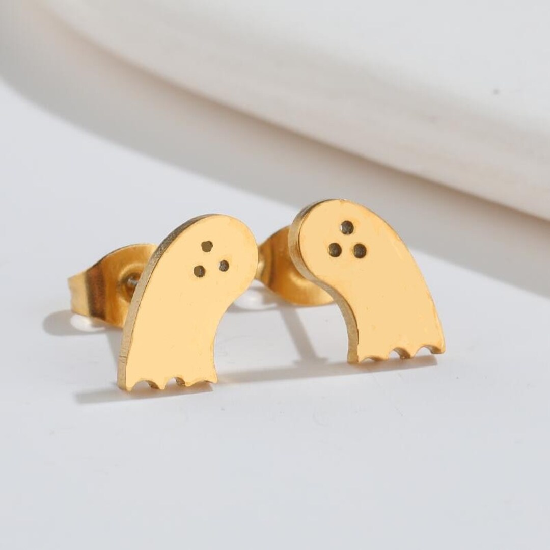 Ghost Ear Studs,stainless Steel Earring,tiny Earrings,jewelry Ear Stud ...