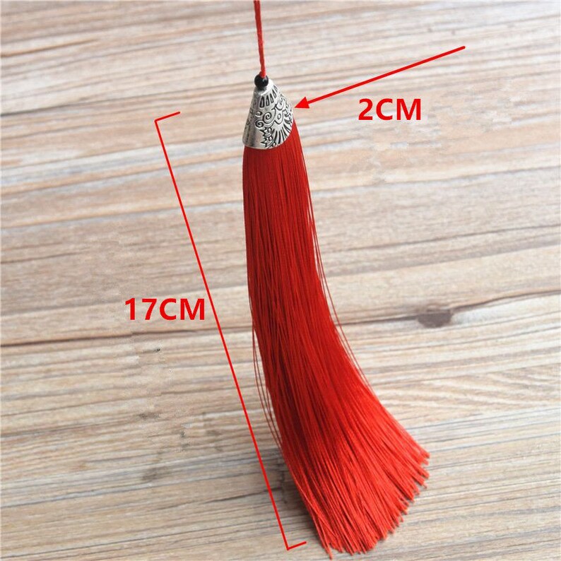 170mm Silk Tassels,wine Red Tassels,large Tassel With Antique Silver ...