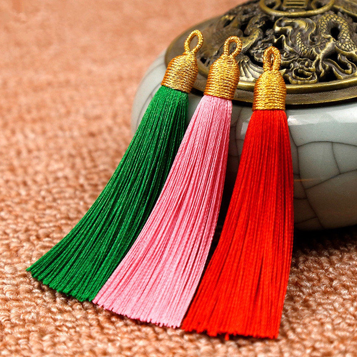80MM Silk Tasselsgold Cap Tasselsjewelry Making Tassels - Etsy