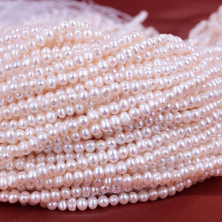15inches 3-3.5mm White Fresh Water Pearl Flat Round Beads - Etsy