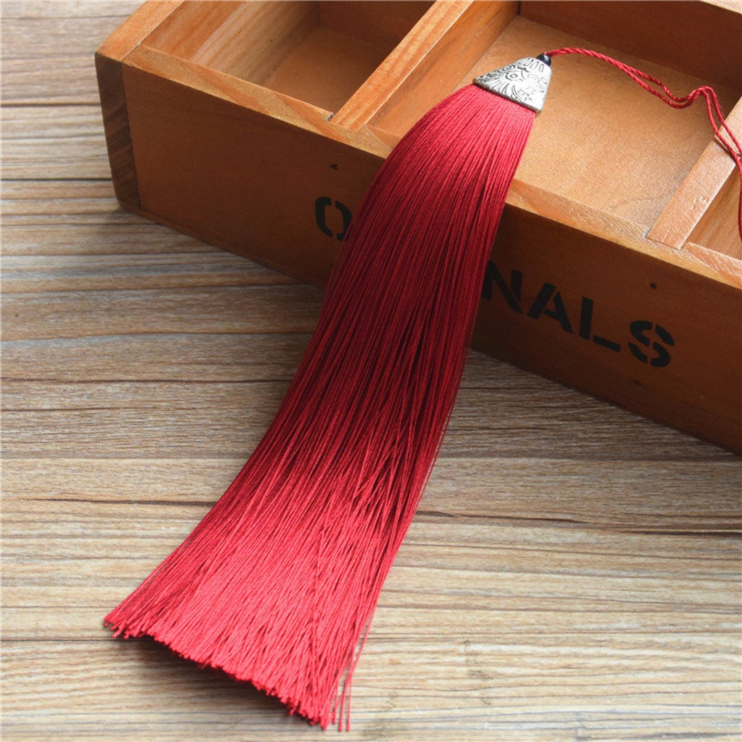 170mm Silk Tassels,wine Red Tassels,large Tassel With Antique Silver ...