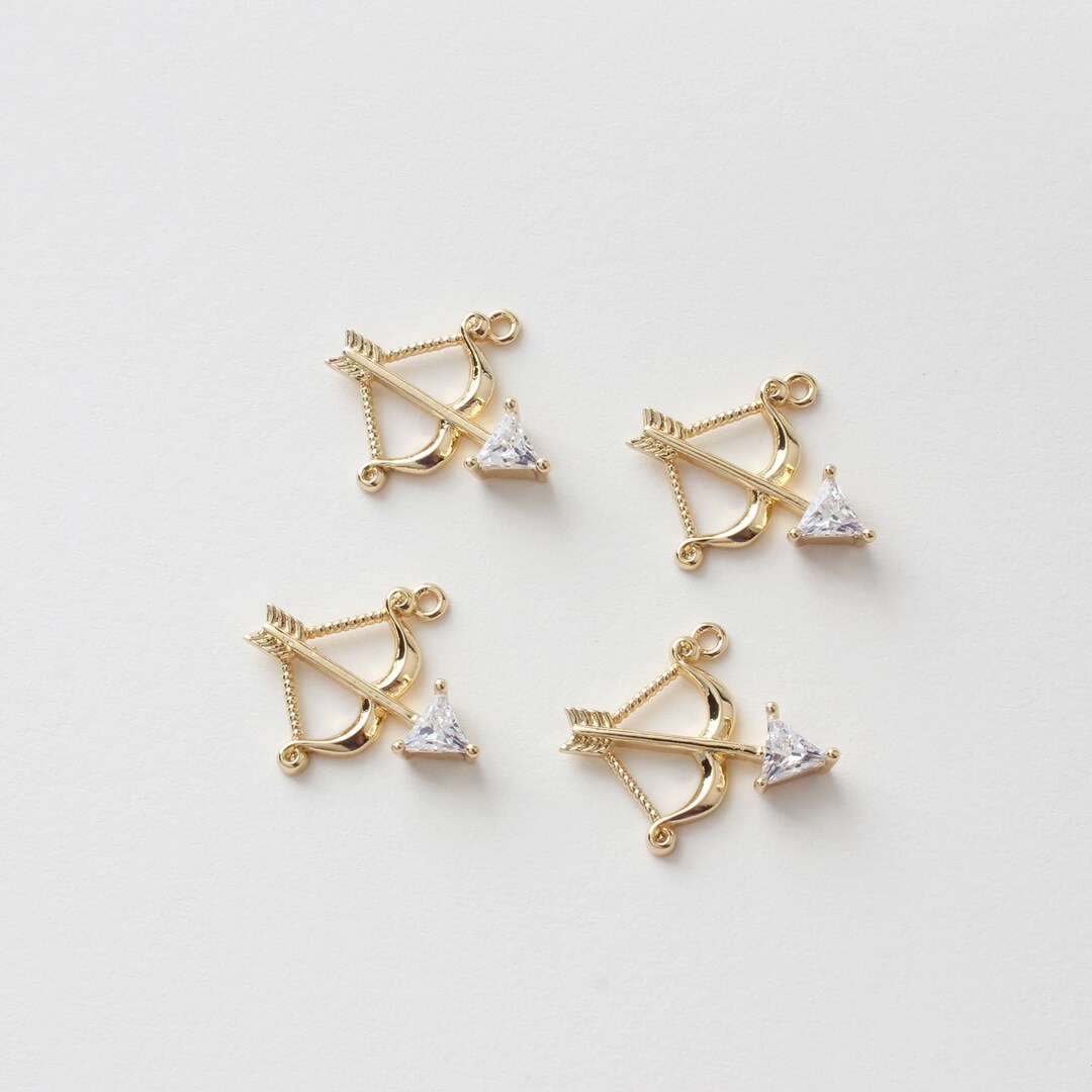 15x14mm 14k Gold Plated Brass Zircon Arrow Earring Charm 15x14mm 14k Gold Plated Brass Zircon Arrow Earring Charm