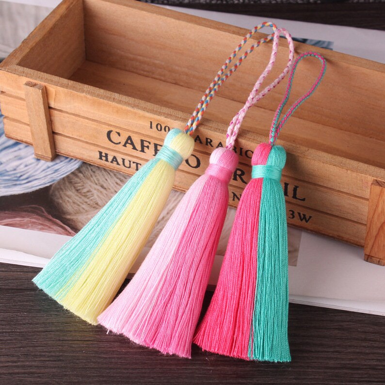 2pcs 90mm Cotton Tassels Double Colors Tassels for Jewelry Making - Etsy