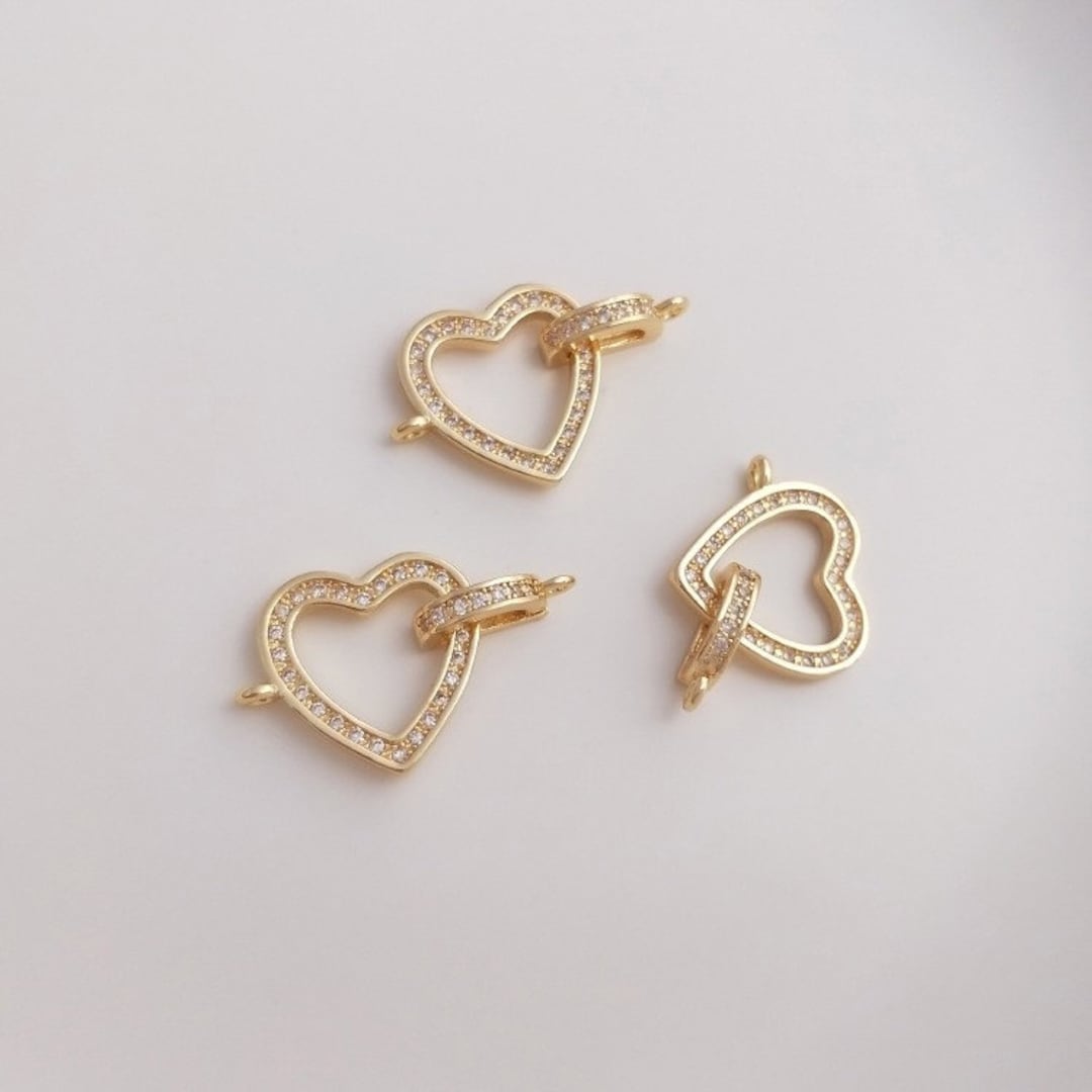 15x25mm 14k Gold Plated Brass Heart Clasp for Jewelry Necklace - Etsy