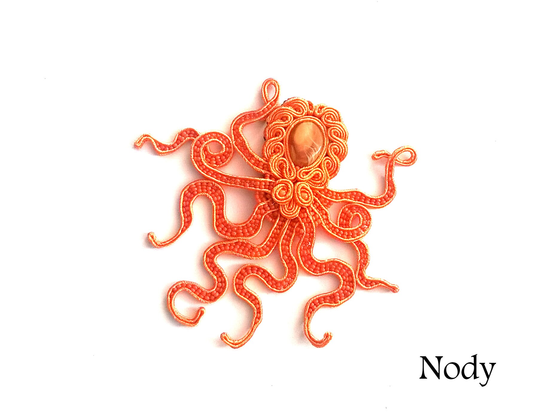 Orange Octopus Brooch Ocean Themed Jewelry Soutache Brooch - Etsy