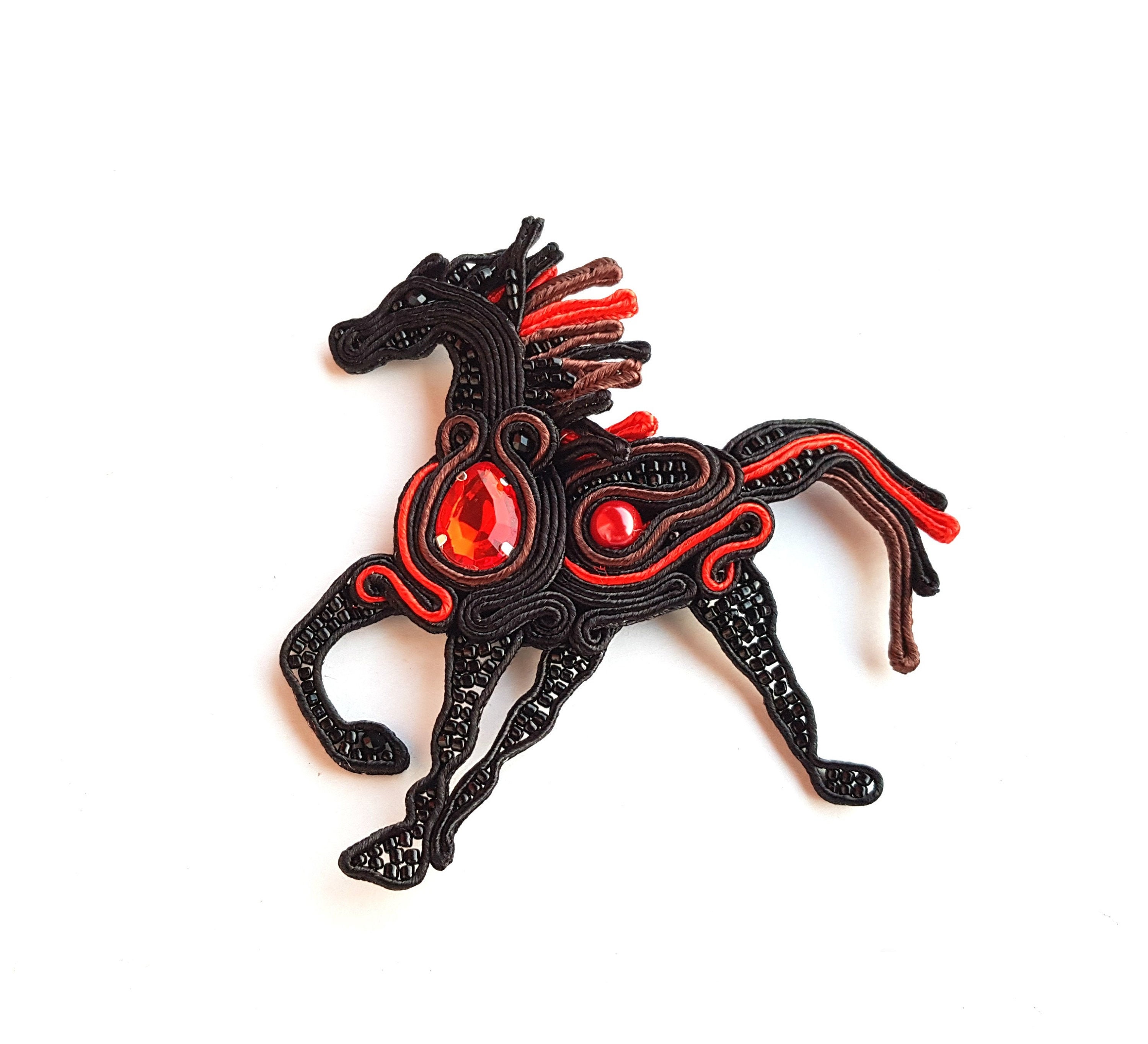 Broche de cheval noir Broche de saut à cheval Bijoux de chevaux de ...