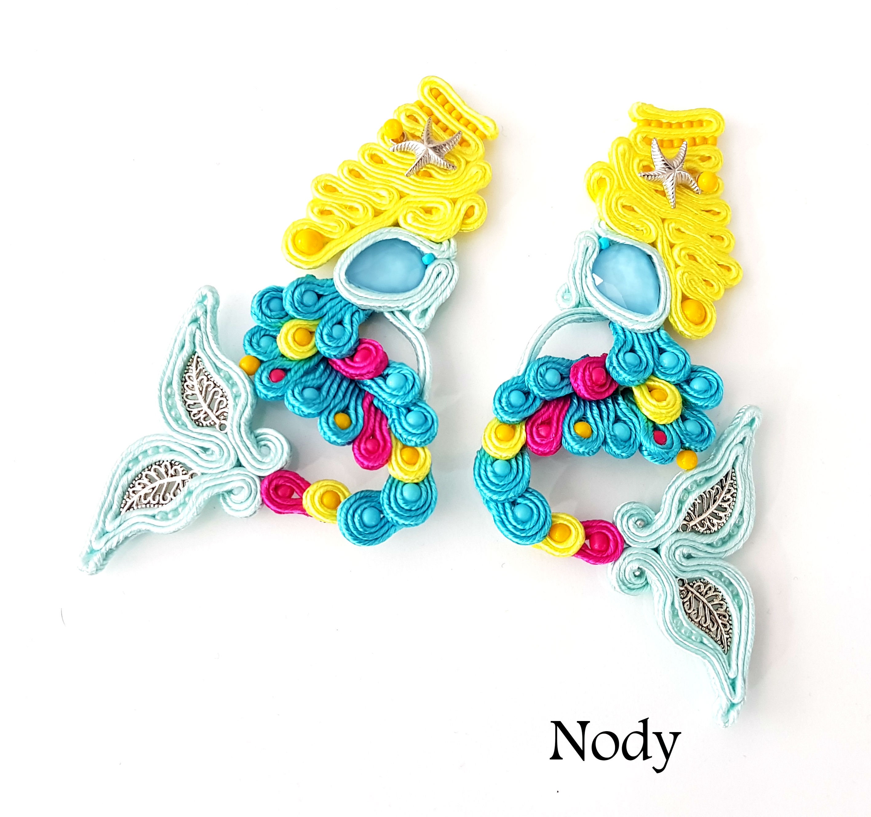 Large Mermaid Earrings Statement Mermaid Earrings Rainbow - Etsy