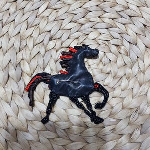 Black Horse Brooch Horse Jumping Brooch Racing Horse Jewelry Lover ...