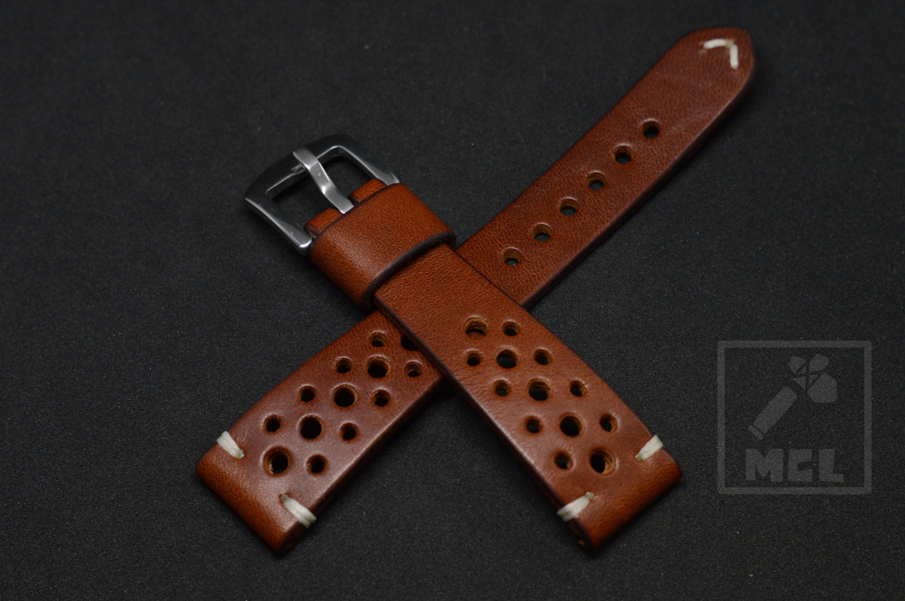 Leather Rally Racing watch strap Cognac Brown Custom wrist | Etsy