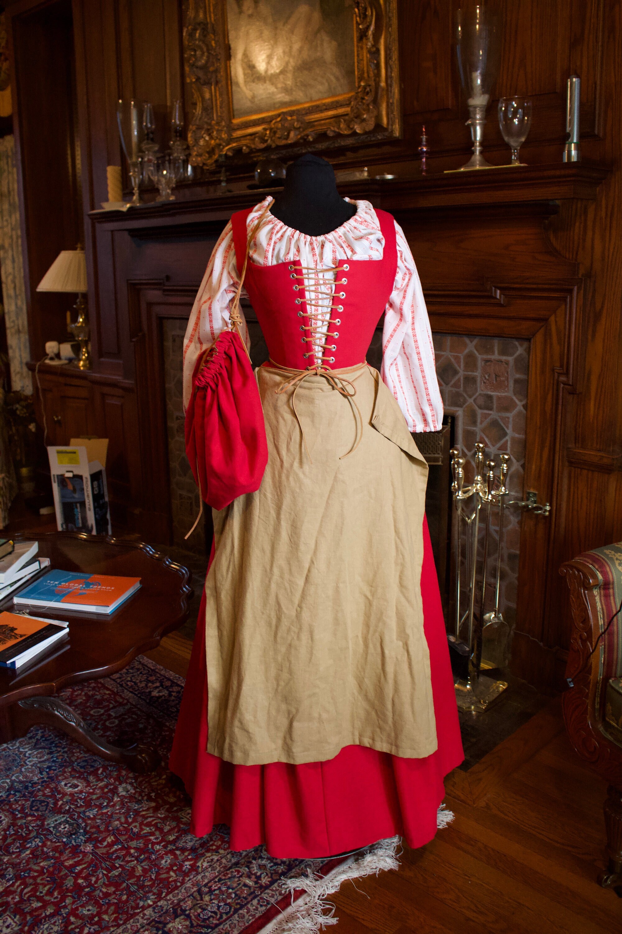 Linen Kirtle Steel Boned Leather Lacing Apron and Bag - Etsy