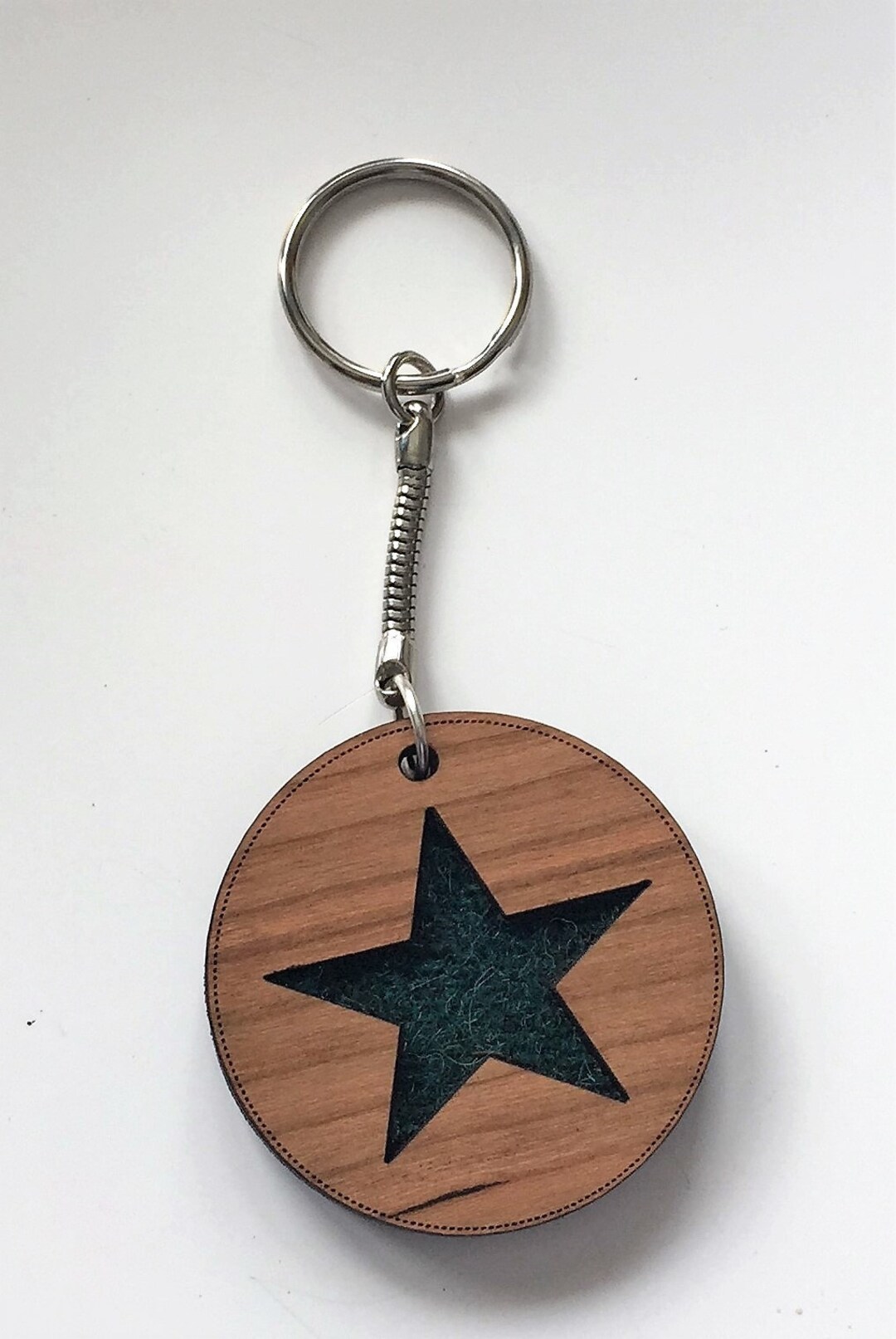 Personalised Harris Tweed Star Key Ring Dark Green, Mother's Day, Mum ...