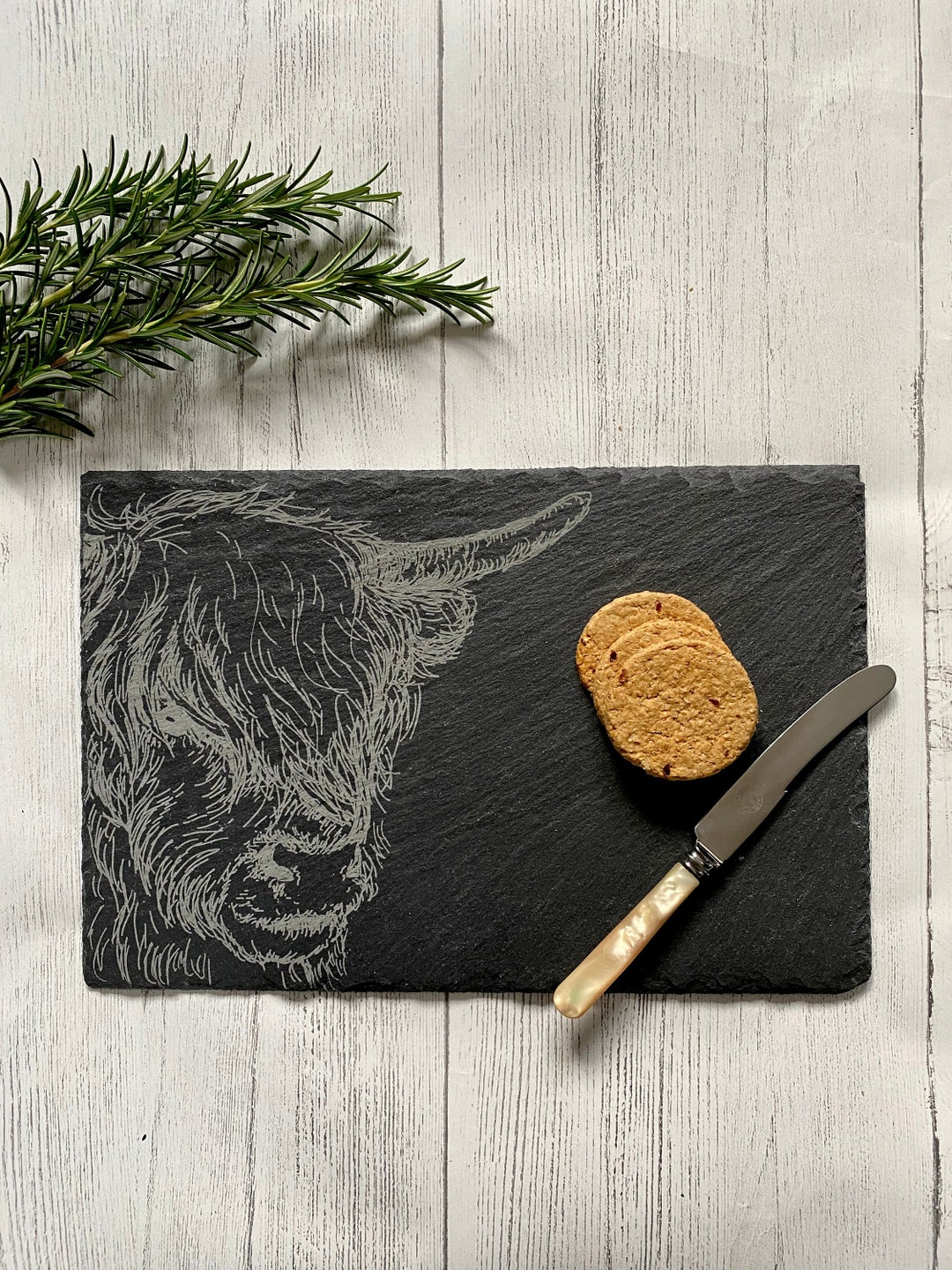 Slate Placemat & Coaster Set Highland Cow Highland Coo Laser Engraved ...