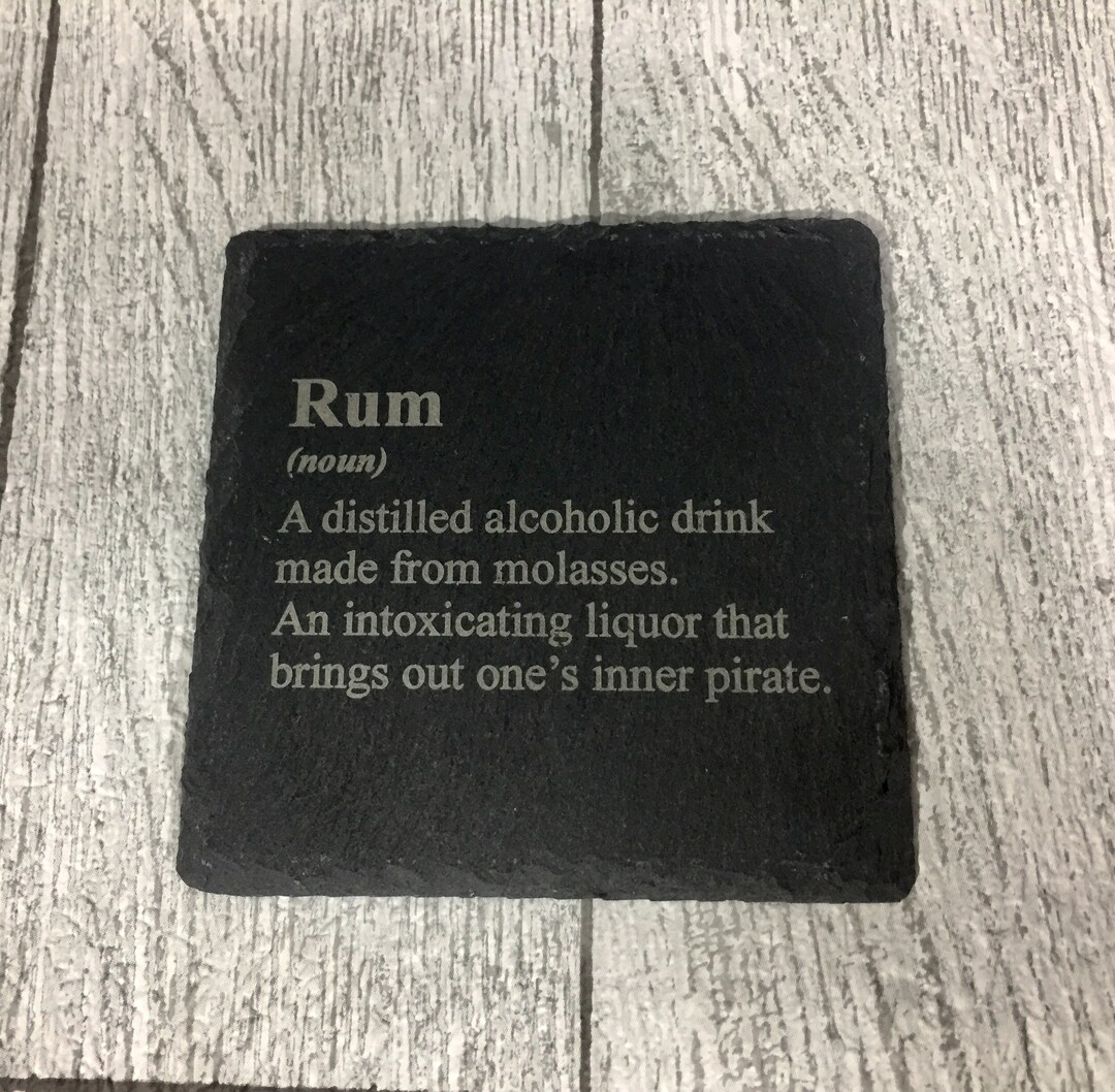 Engraved Slate Coaster - Rum Definition, Personalized Bar Decor - Etsy