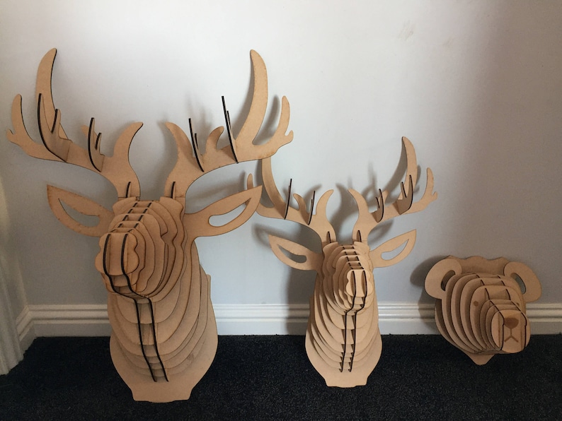 Stag Head 3D Wall Art Laser Cut Trophy Head Home Decor - Etsy