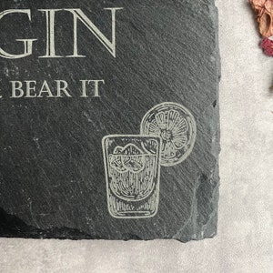 Gin Coaster Gin Engraved Coasters Gin Themed Gift Bar Coasters Bar Gift ...