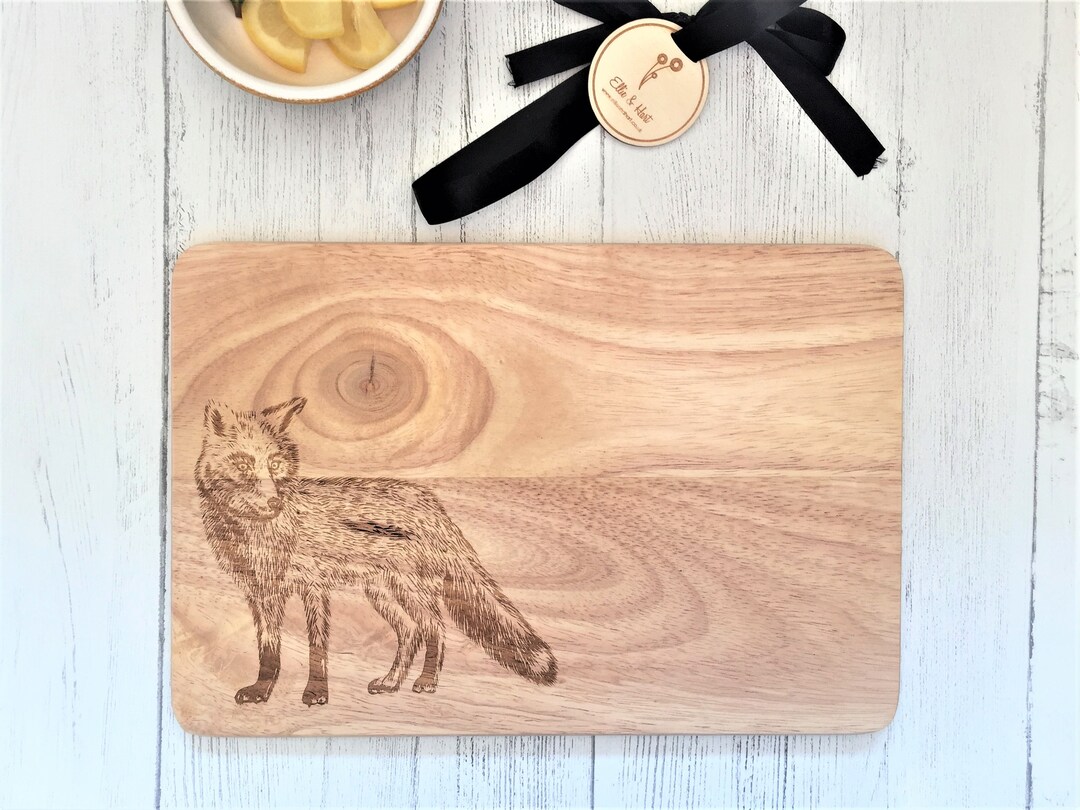 Wooden Serving, Chopping Board, Cutting Board, Engraved Fox - Ideal for ...