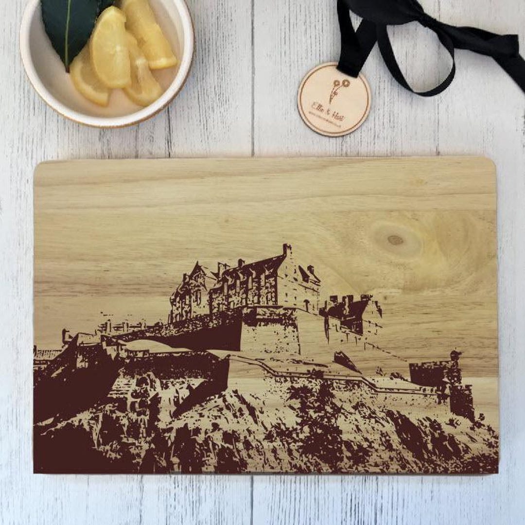Engraved Edinburgh Castle Chopping Board, Solid Oak Serving Board - Etsy