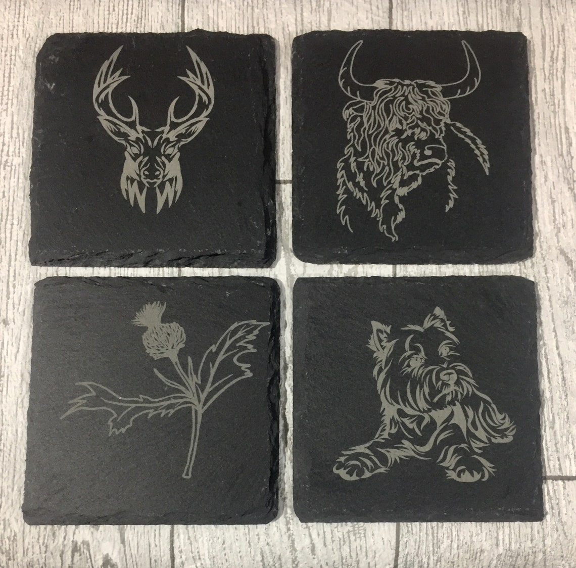 Slate Coasters Scottie Dog Laser Engraved Personalised - Etsy