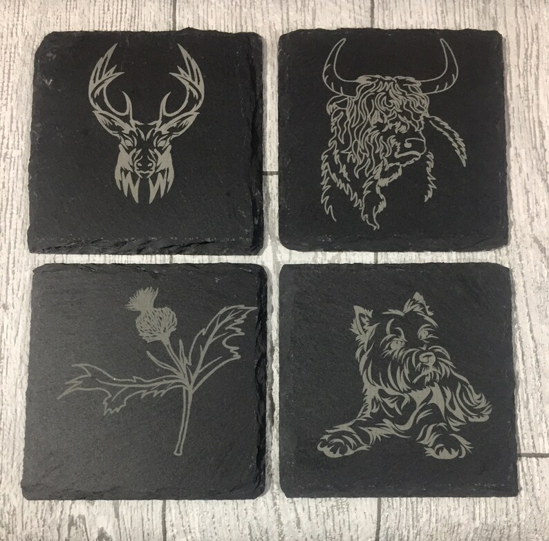 Slate Coasters Scottie Dog Laser Engraved Personalised - Etsy
