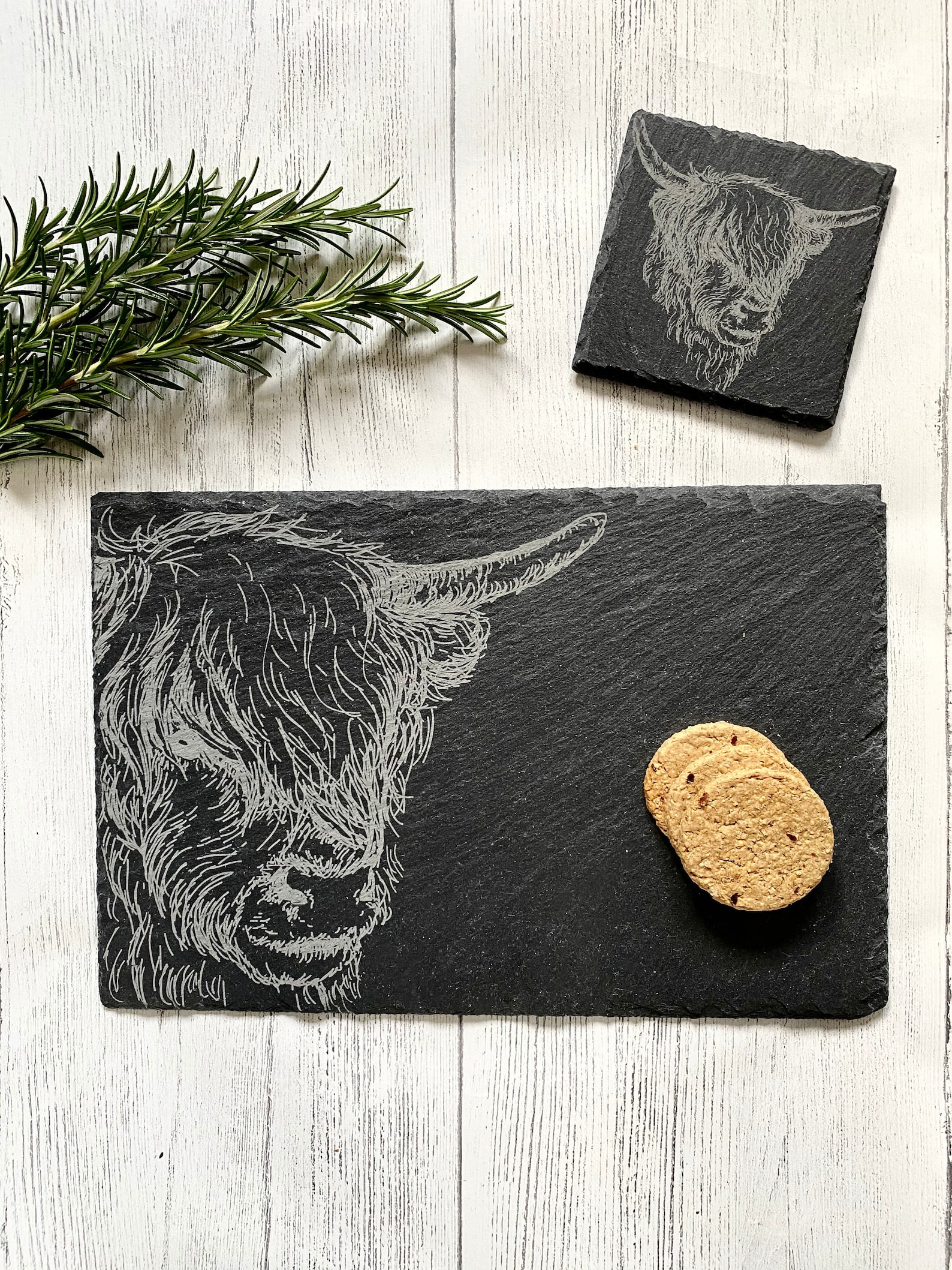 Slate Placemat & Coaster Set Highland Cow Highland Coo Laser - Etsy