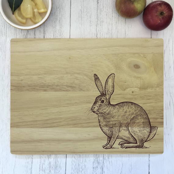 Wooden Serving Chopping Board cutting board engraved Rabbit | Etsy