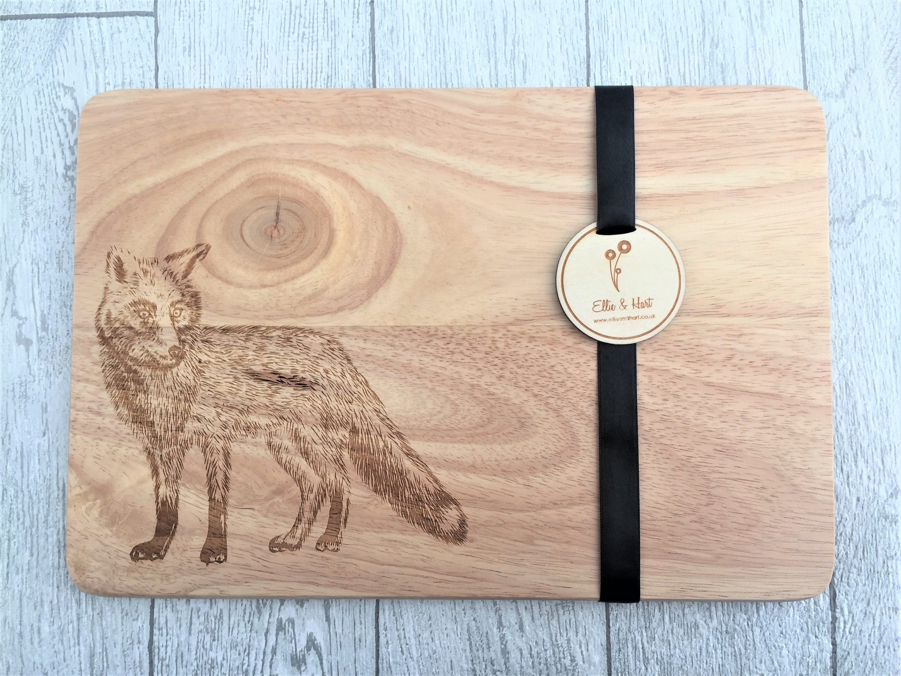 Wooden Serving Chopping Board cutting board engraved Fox | Etsy