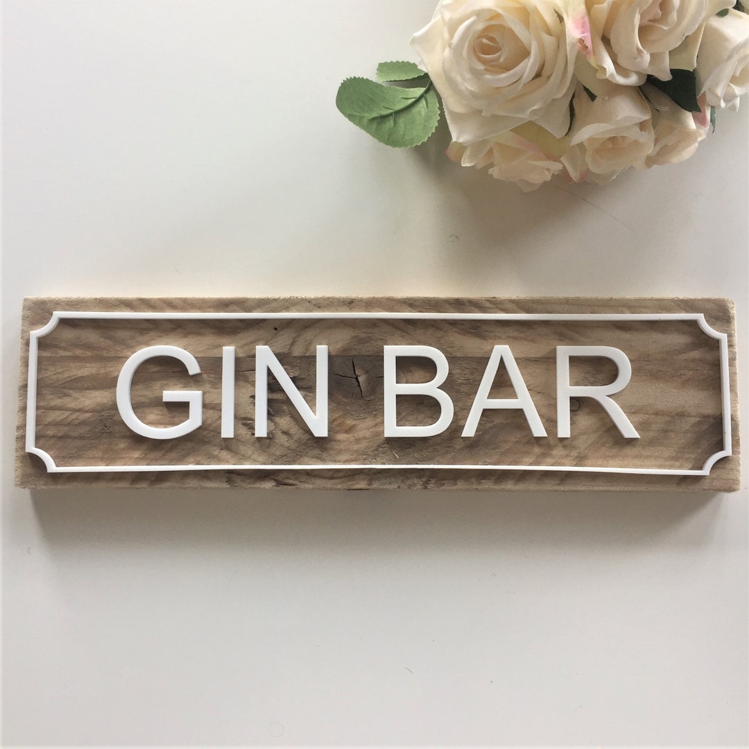 Personalized Gin Bar Sign, Rustic Reclaimed Wood Plaque - Etsy