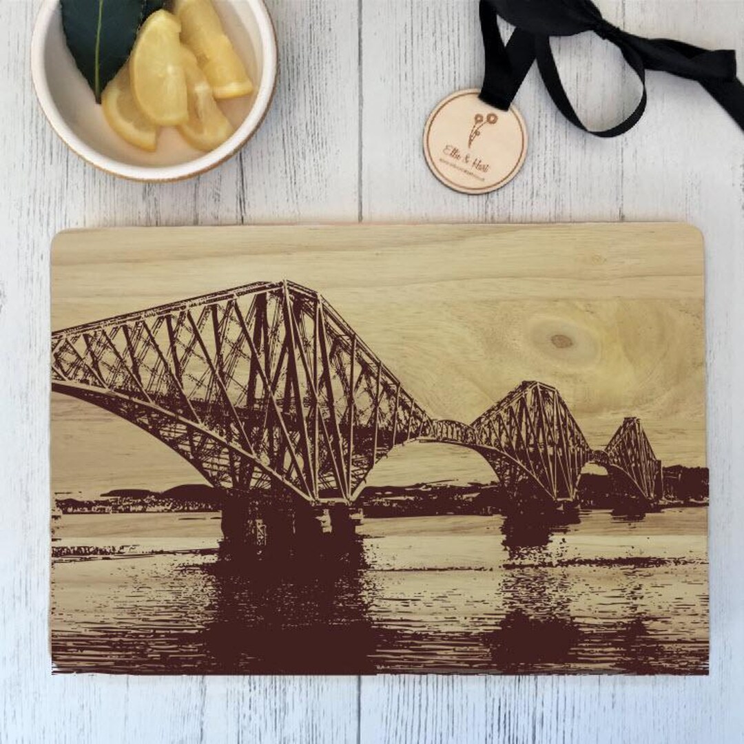 Engraved Forth Rail Bridge Chopping Board, Solid Oak Serving Board - Etsy