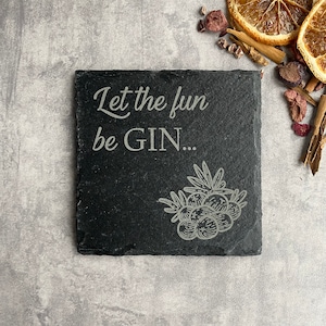 Gin Coaster Gin Engraved Coasters Gin Themed Gift Bar Coasters Bar Gift ...