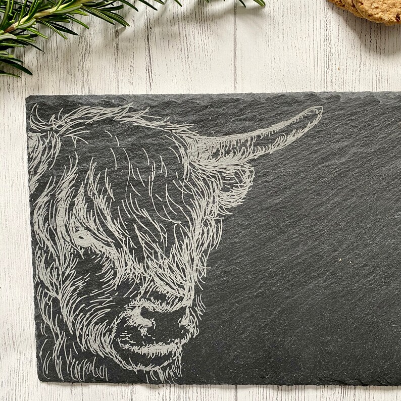 Slate Placemat & Coaster Set Highland Cow Highland Coo Laser | Etsy