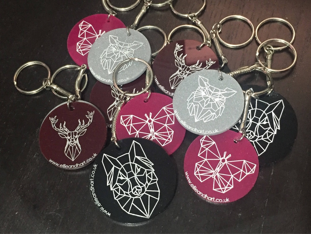 Laser Cut and Engraved Acrylic Key Ring - Etsy