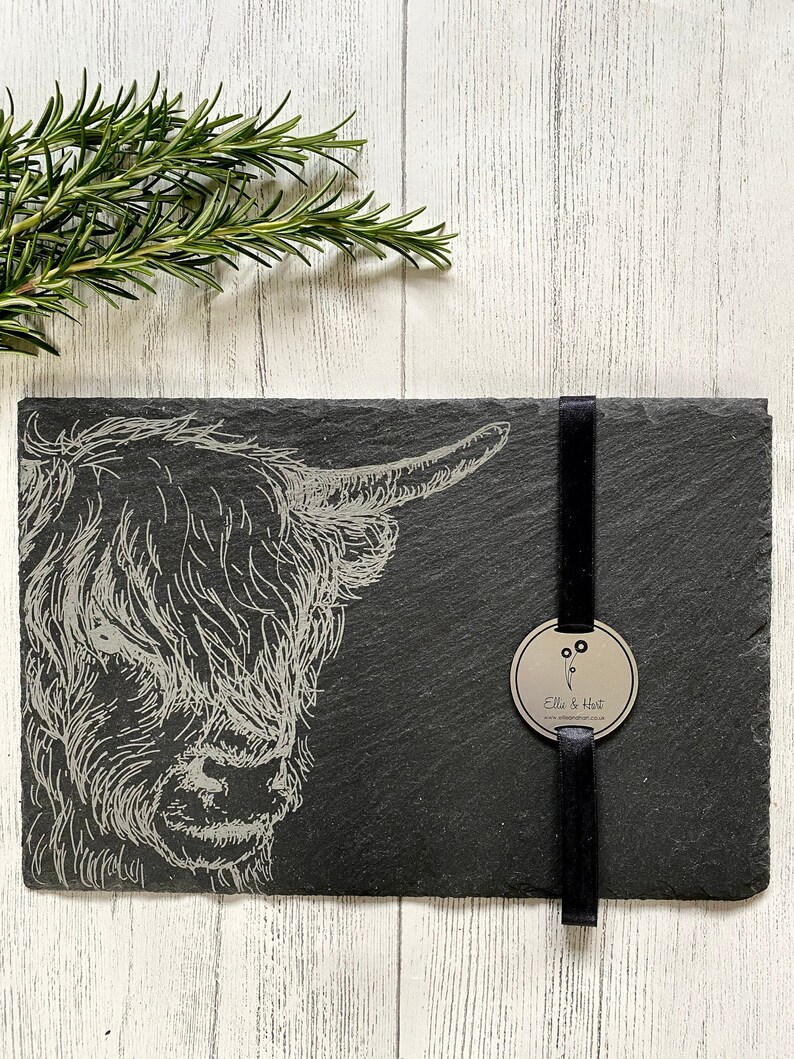 Slate Placemat & Coaster Set Highland Cow Highland Coo Laser | Etsy