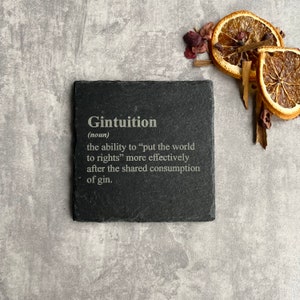 Gin Coaster Gin Engraved Coasters Gin Themed Gift Bar Coasters Bar Gift ...