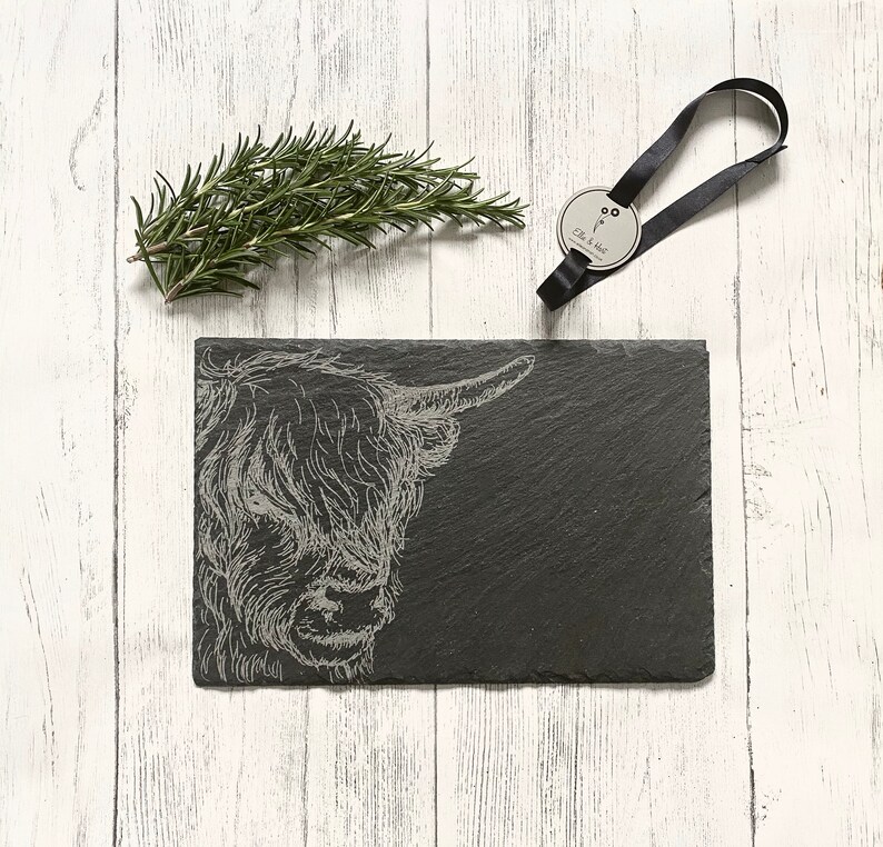 Slate Placemat & Coaster Set Highland Cow Highland Coo Laser | Etsy