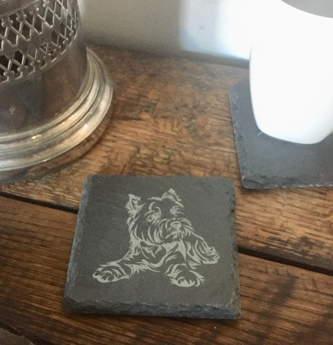 Slate Coasters Scottie Dog Laser Engraved Personalised - Etsy