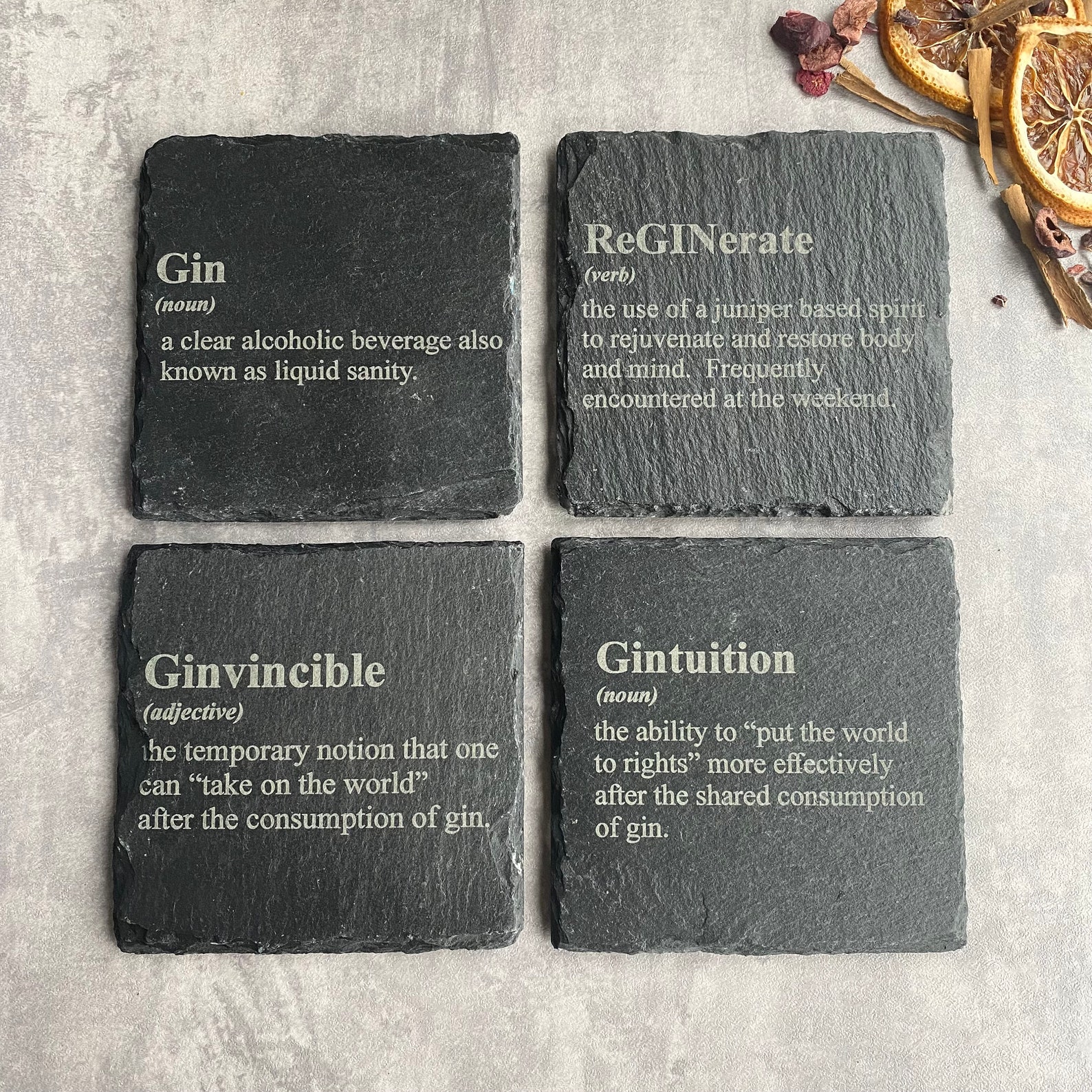Gin Coaster Reginerate Engraved Coasters Gin Themed Gift | Etsy