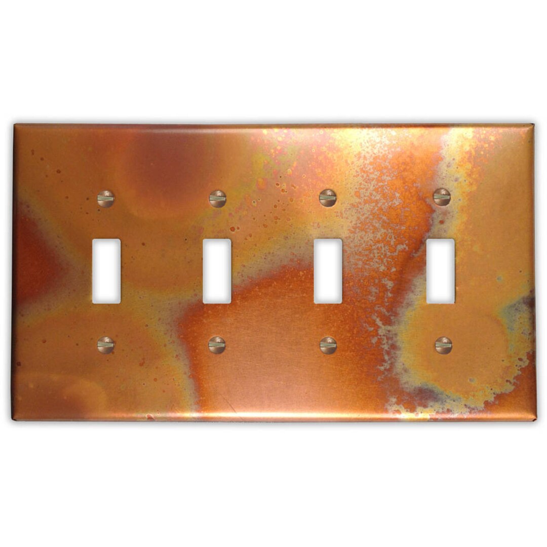 Quadruple Toggle Copper Switch Plate in Flamed - Etsy