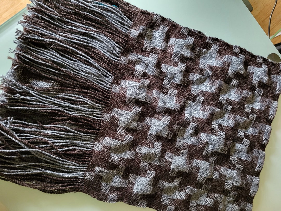 Handwoven Scarf - Salt N' Pepper Blocks - Etsy