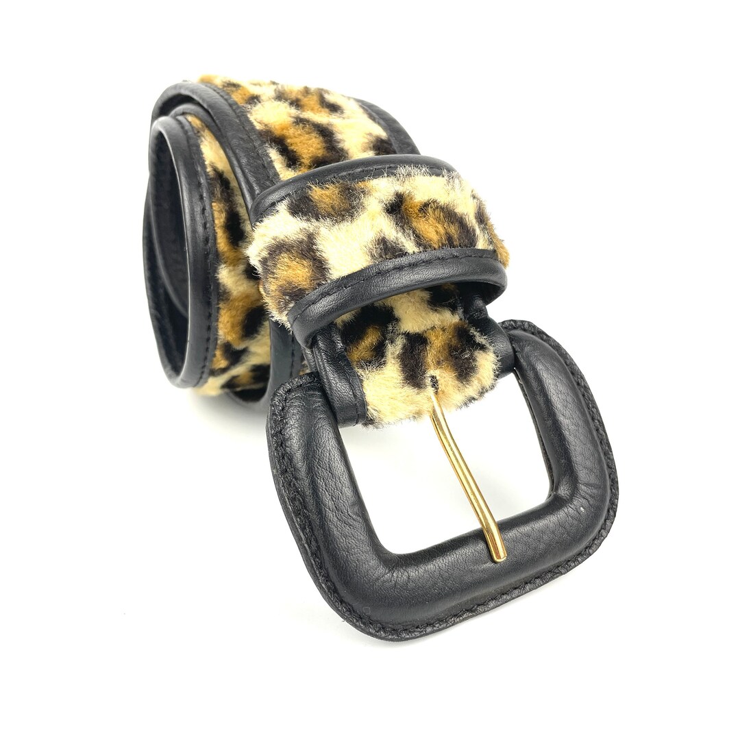 80s Fab Faux Furry Leopard and Vinyl Waist Belt - Etsy