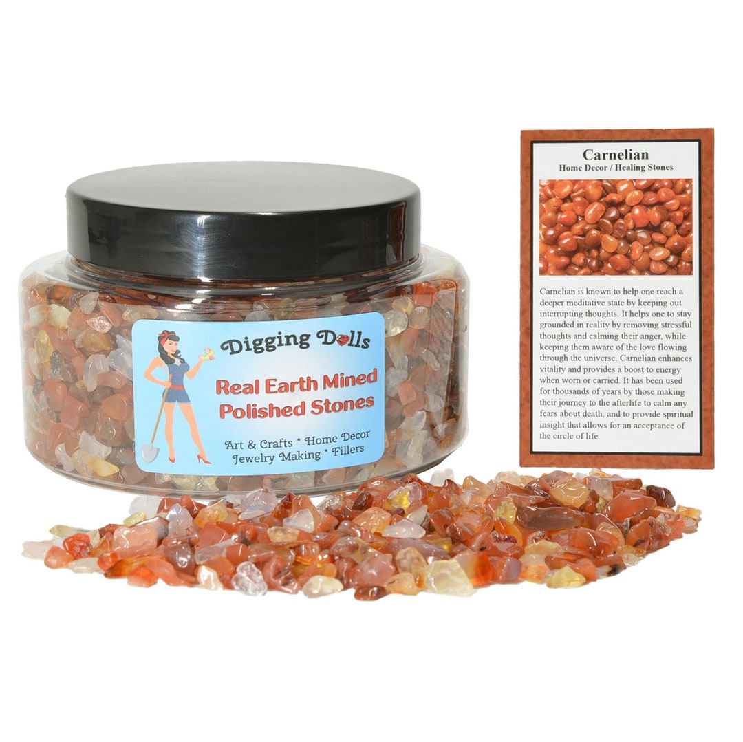 Digging Dolls: 1.5-2 Lb Gift Jar of Tumbled Carnelian Chip Stones W ...