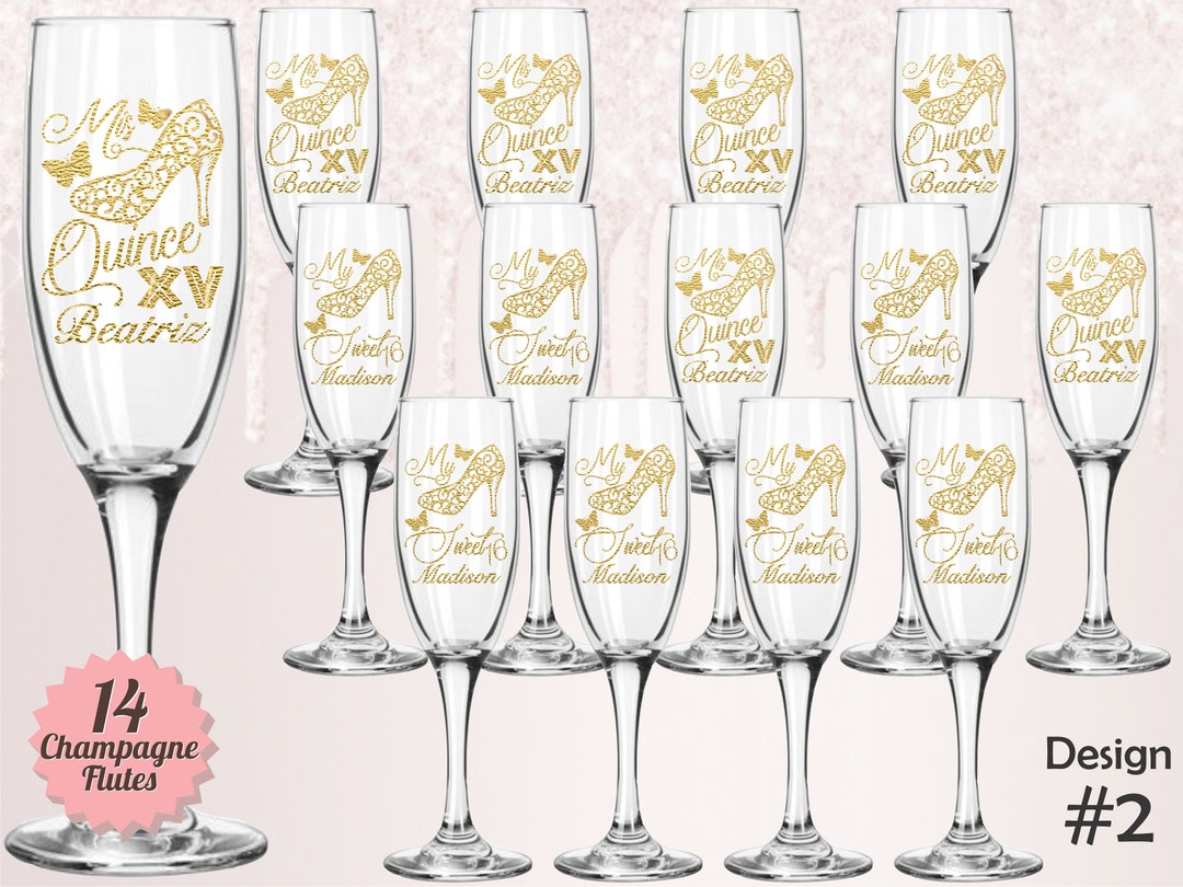 Copas Quinceañera O Sweet 16 Para Brindis Personalized - Etsy